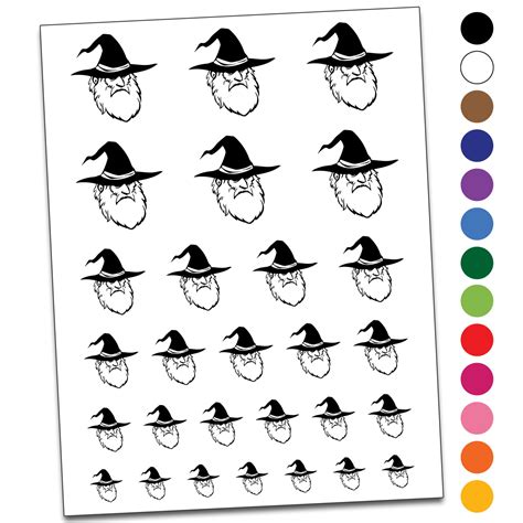 Wise Wizard Old Man Beard Hat Water Resistant Temporary Tattoo Set Fake