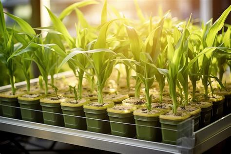 Premium Photo An Experimental Photo Of Corn Grown In A Hydroponic System Showcasing