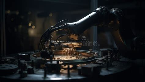 Automated Robotic Arm In A Steel Factory Manufacturing Equipment Generated By Ai Stock