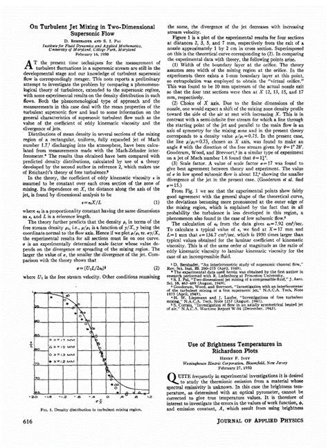 On Turbulent Jet Mixing In Two‐dimensional Supersonic Flow Journal Of Applied Physics Aip