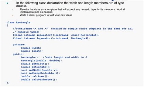 Solved In The Following Class Declaration The Width And