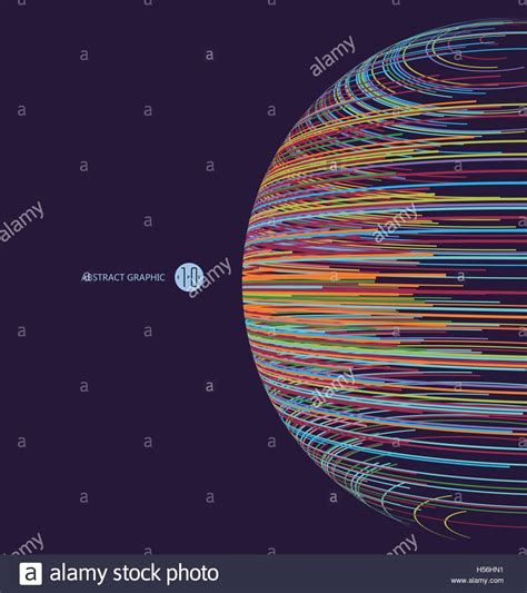 Three Dimensional Sphere Composed Of Multicolored Curves Abstract Graphics Stock Vector Image