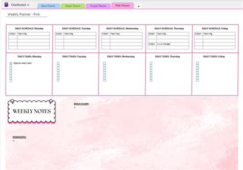 Onenote Weekly Planner And 1 1 Meeting Template Bundle Pink Etsy