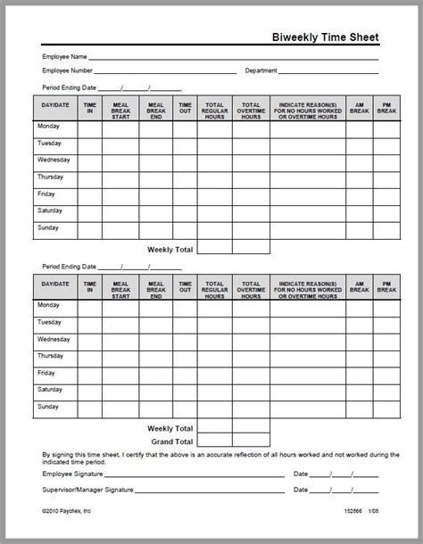 Free Printable Biweekly Timesheet Printables