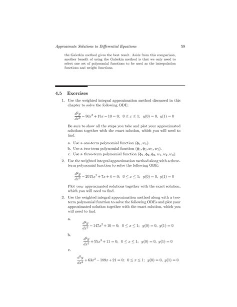 Weighted Residual Method Exercise Problems Approximate Solutions To Differential Equations