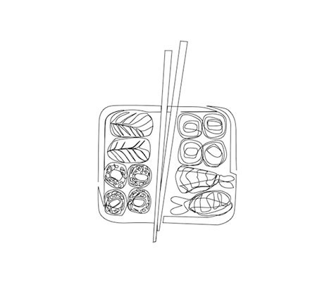 Premium Vector Continuous One Line Drawing Of Sushi And Sashimi