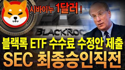 블랙록🔥etf 수수료 수정안 제출했다 Sec 최종승인직전 시바이누 1달러 가는 시점은 시바이누 블랙록 시바이누코인 시바이누코인전망 시바이누코인호재 Youtube