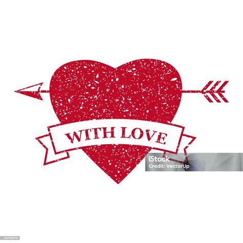 S 날과 결혼식 낭만주의와 사랑 마음 화살표 우표 그런 지 스탬프 포스트 카드 초대 디자인 발렌타인을 설정 합니다 양식 마음에