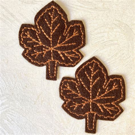 Large Maple Leaf Iron On Patch Rose Mille