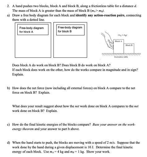 solved 2 a hand pushes two blocks block a and block b
