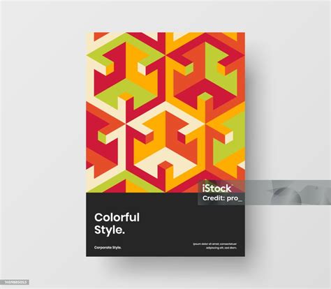 추상 모자이크 타일 연간 보고서 템플릿입니다 격리된 카탈로그 표지 벡터 디자인 레이아웃입니다 0명에 대한 스톡 벡터 아트 및