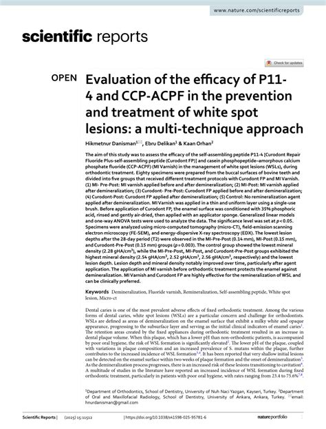 Pdf Evaluation Of The Efficacy Of P11 4 And Ccp Acpf In The Prevention And Treatment Of White