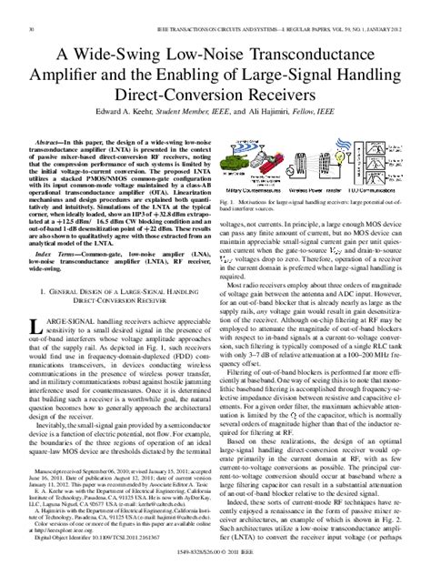 Pdf Low Noise Transconductance Amplifier Design