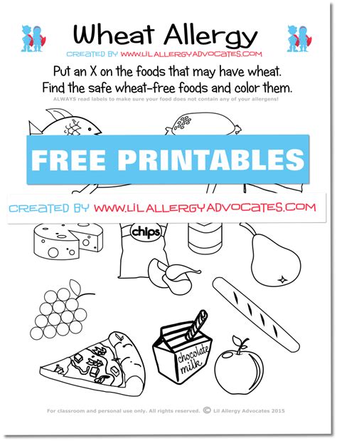 Food Allergy Match And Identify Printables Lil Allergy Advocates