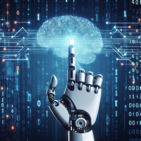 Premium Ai Image Binary Data Interaction With A Robotic Hand