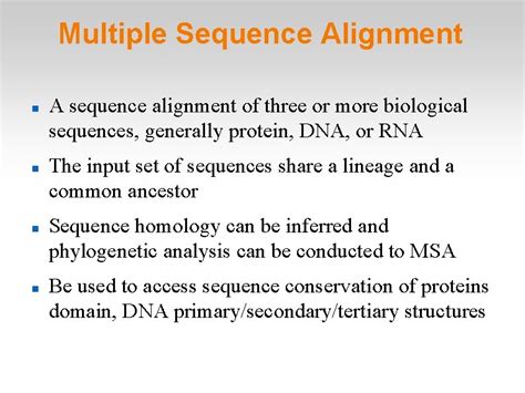 Multiple Sequence Alignment By Yuan Li Multiple Sequence