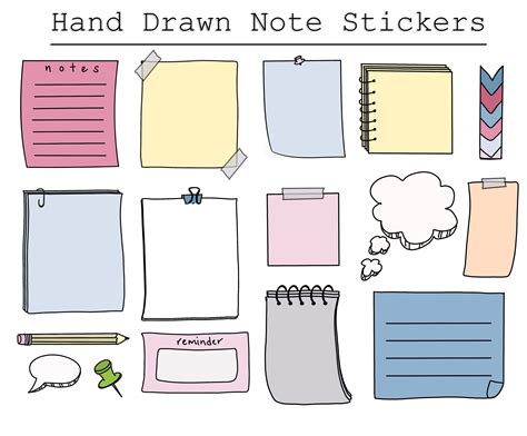 Digital Notes Stickers 16 Files Paperless Bullet Journal Hand Etsy
