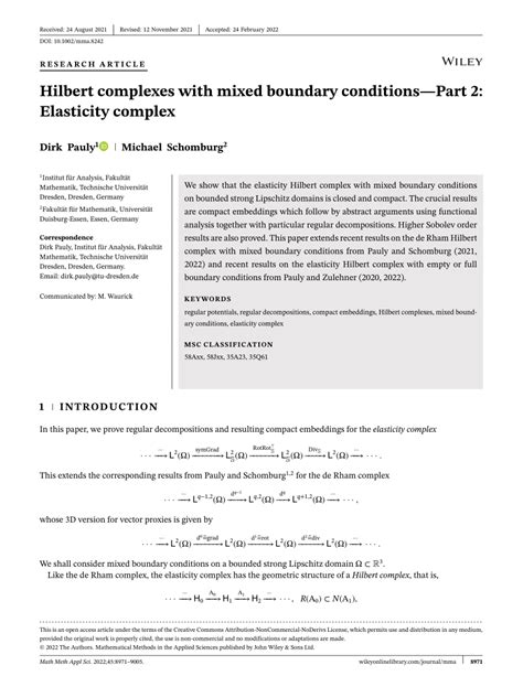 pdf hilbert complexes with mixed boundary conditions—part 2 elasticity complex