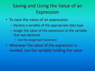 Object Oriented Programming Variables Input And Output PPT