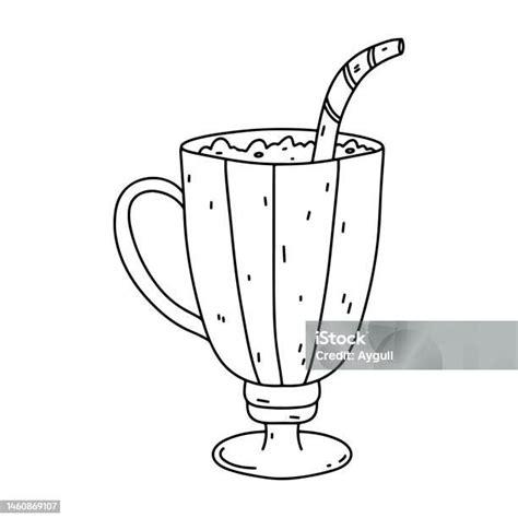 낙서 스타일의 칵테일 달콤한 음료의 귀여운 손으로 그린 잔 흰색 배경에 고립 된 벡터 손으로 그린 일러스트레이션 0명에 대한 스톡 벡터 아트 및 기타 이미지 Istock
