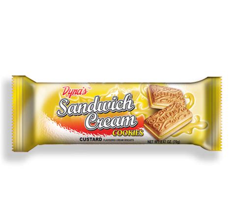Dynas Sandwich Cream Cookies 70g Custard Flavour Dynas Biscuits