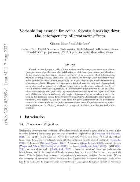 Variable Importance For Causal Forests Breaking Down The Heterogeneity
