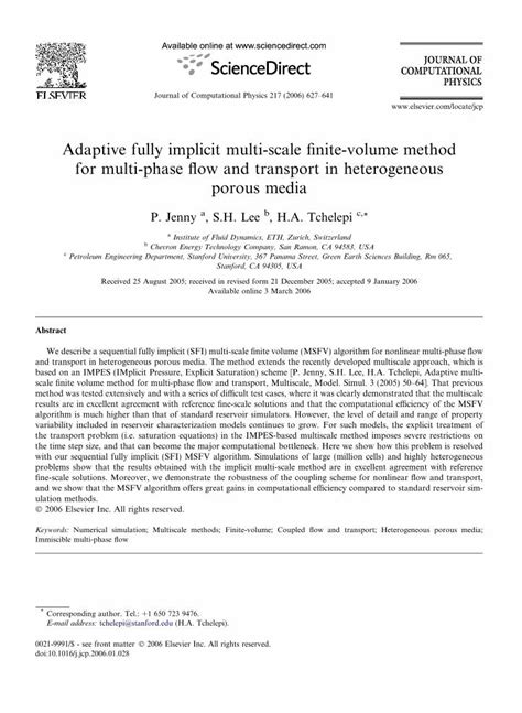 pdf adaptive fully implicit multi scale finite volume method for