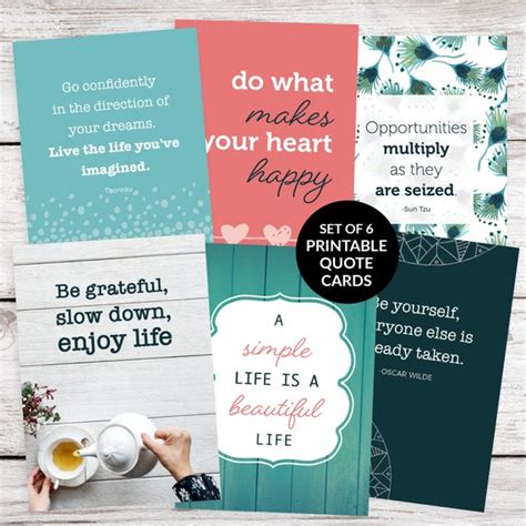6 Printable Quote Cards Set No 8 Inspirational Quote Cards Bullet