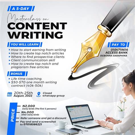 Master Class Flyer Design On Content Writing Class Poster Design Flyer Design Inspiration