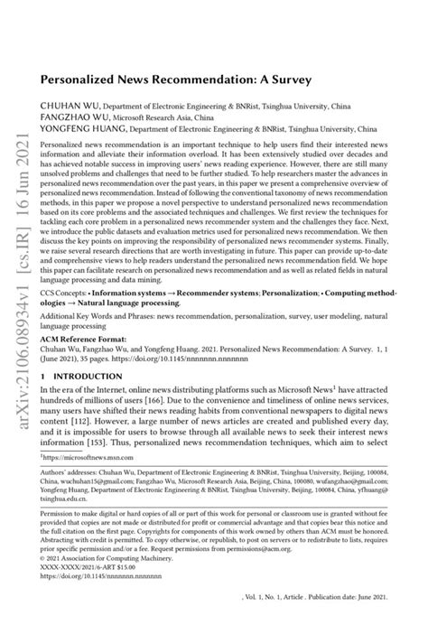 Personalized News Recommendation A Survey Deepai