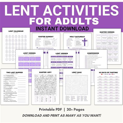 Lent Activity Pack For Adults 30 Page Printable Pdf Etsy