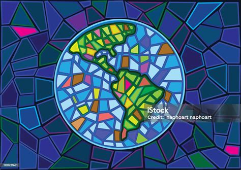 지구 스테인드 글라스 모자이크 흐림 배경 일러스트 벡터 스테인드글라스에 대한 스톡 벡터 아트 및 기타 이미지 스테인드글라스 지구본 흙 Istock