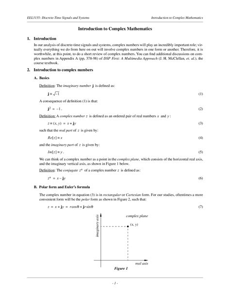 Introduction To Complex Mathematics Notes Eel 3135 Docsity
