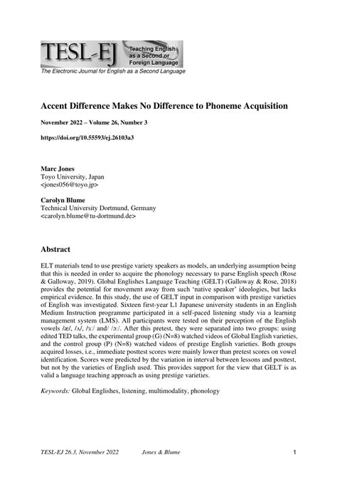 Pdf Accent Difference Makes No Difference To Phoneme Acquisition
