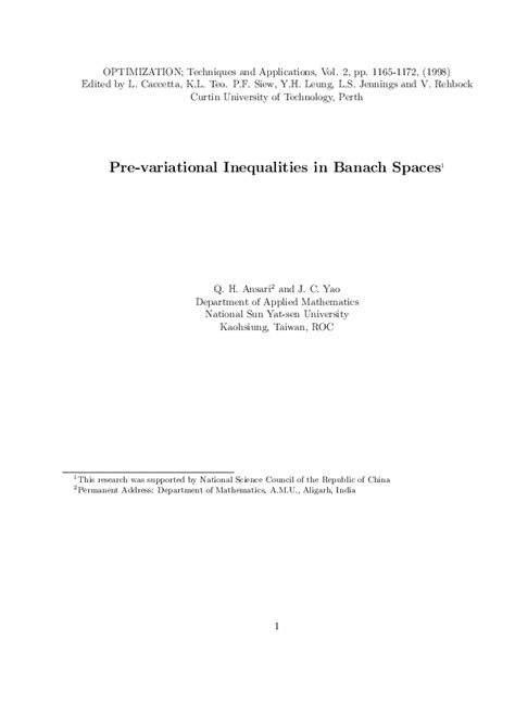 Pdf Pre Variational Inequalities In Banach Spaces1