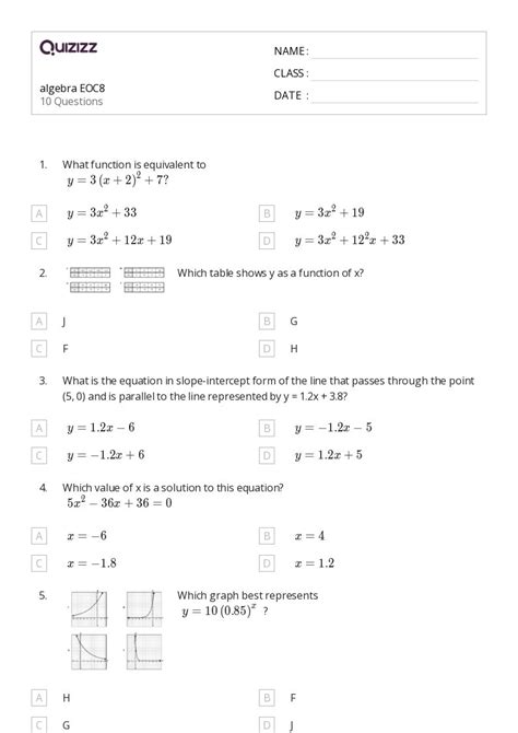 50 Algebra Worksheets For 9th Grade On Quizizz Free And Printable