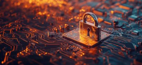 Digital Security Lock On Circuit Board Representing Cybersecurity