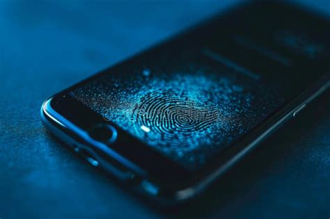 Blue Smartphone Interface With Fingerprint Authentication Stock Illustration Illustration Of