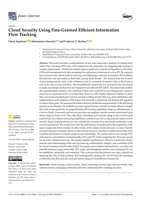 Pdf Cloud Security Using Fine Grained Efficient Information Flow Tracking