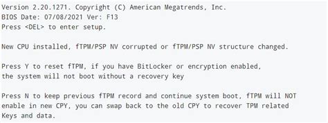 How To Fix New Cpu Installed Ftpm Nv Corrupted [solved]