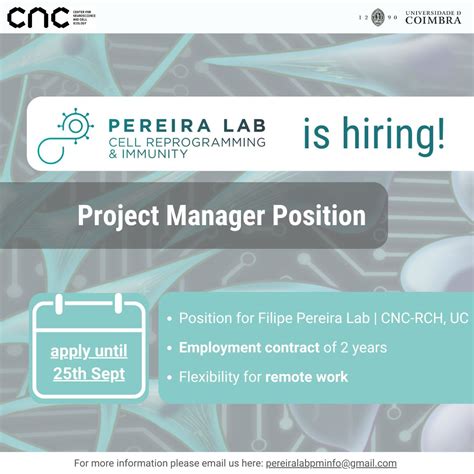 Filipe Pereira On Linkedin 📢 The Pereira Lab Is Hiring A Project Manager If You Are Interested In