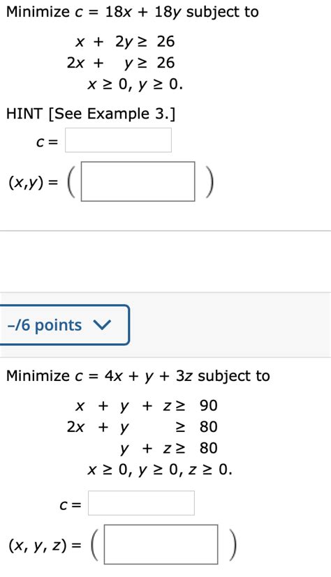Solved Minimize C 18x 18y Subject Tox 2y ≥ 352x ﻿y