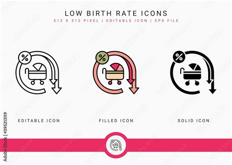 Stock Vektorgrafik „low Birth Rate Icons Set Vector Illustration With Solid Icon Line Style