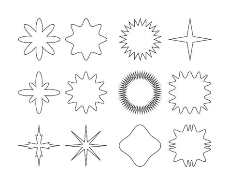 Premium Vector Retro Geometric Outline Shapes Vector Illustration