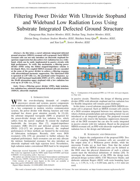 Pdf Filtering Power Divider With Ultrawide Stopband And Wideband Low Radiation Loss Using