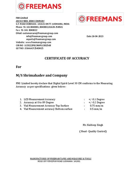 Split Level Calibration Report Pdf