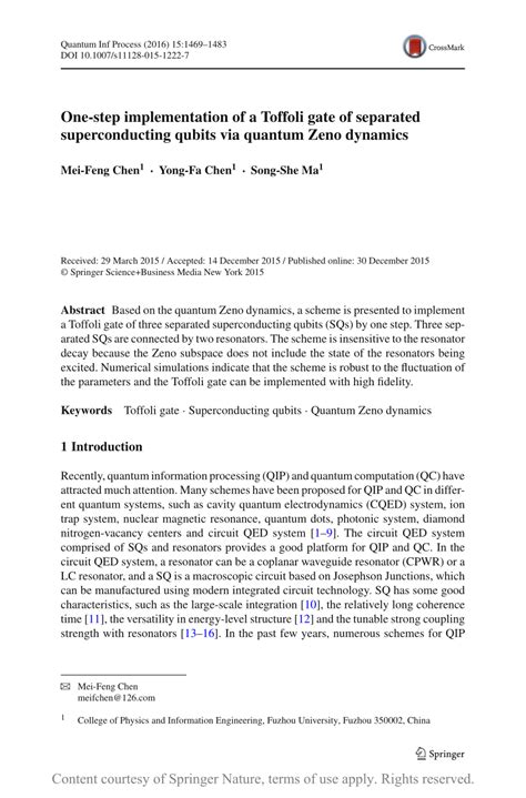 One Step Implementation Of A Toffoli Gate Of Separated Superconducting