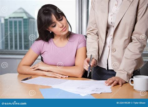 Female Explaining Project Plan To Her Colleague Stock Image Image Of