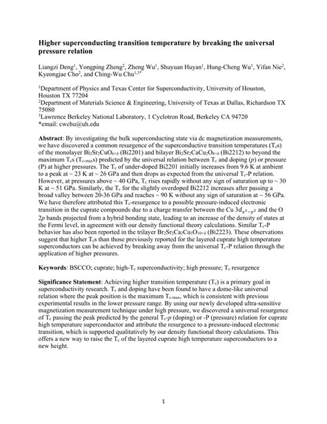 Pdf Higher Superconducting Transition Temperature By Breaking The