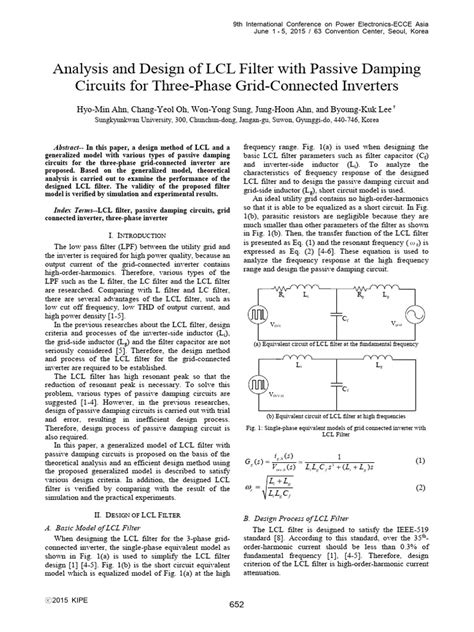 Analysis And Design Of Lcl Filter With Passive Damping Circuits For